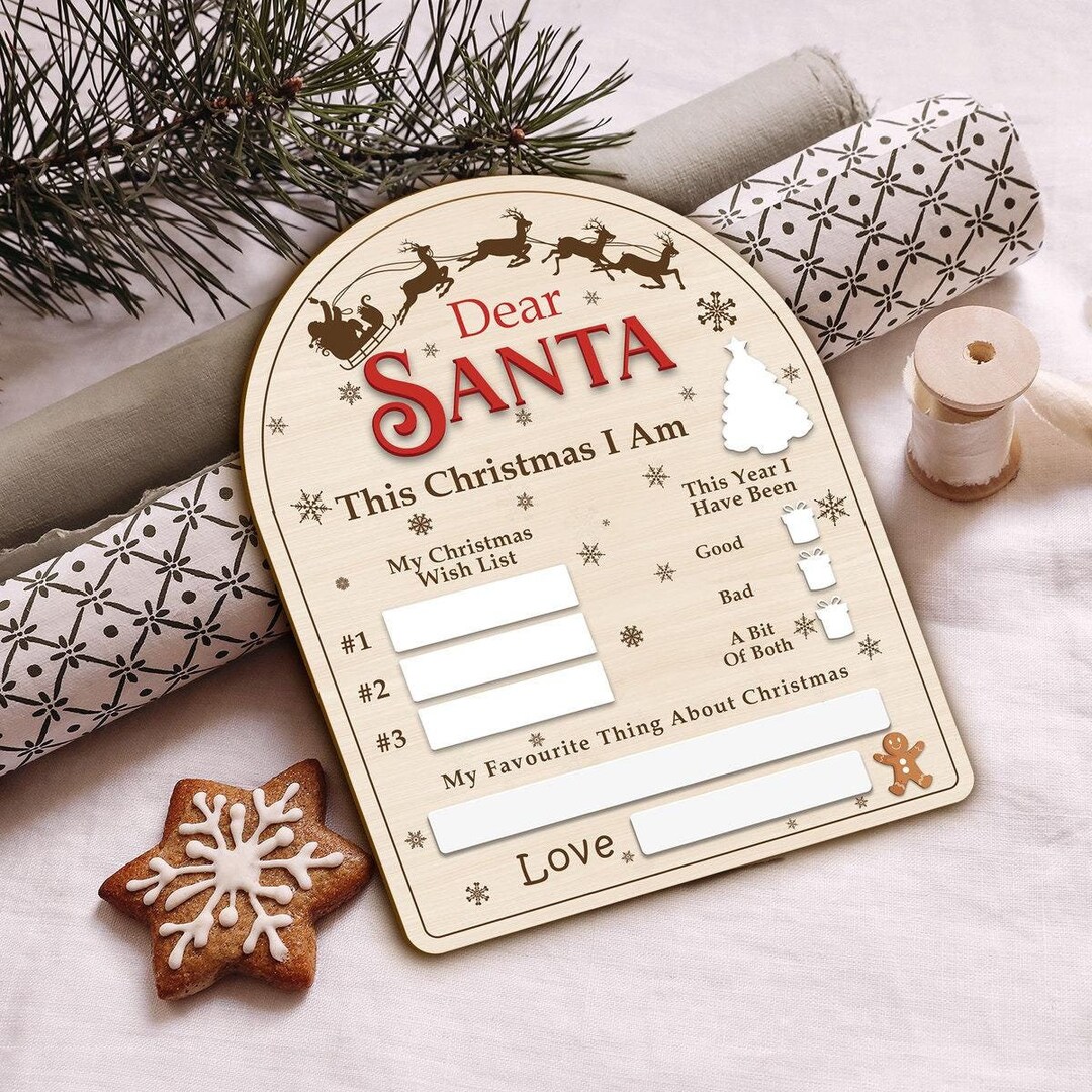 Dear Santa Board, Letter to Santa Board, Kids Christmas List Sign, Kids ...