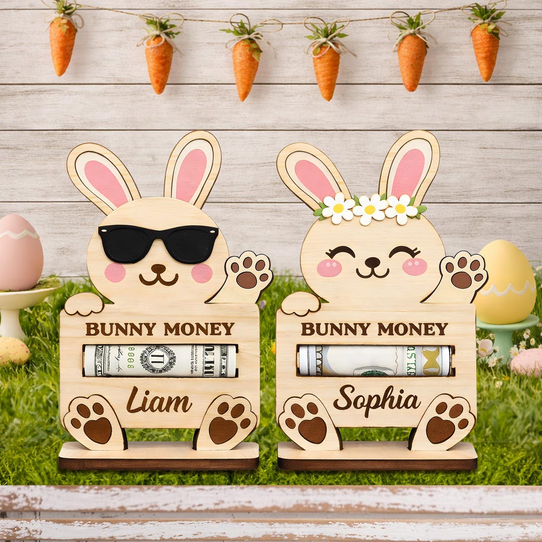 Bunny Money Easter Gift – Personalized Wooden Bunny Cash Holder - Etsy