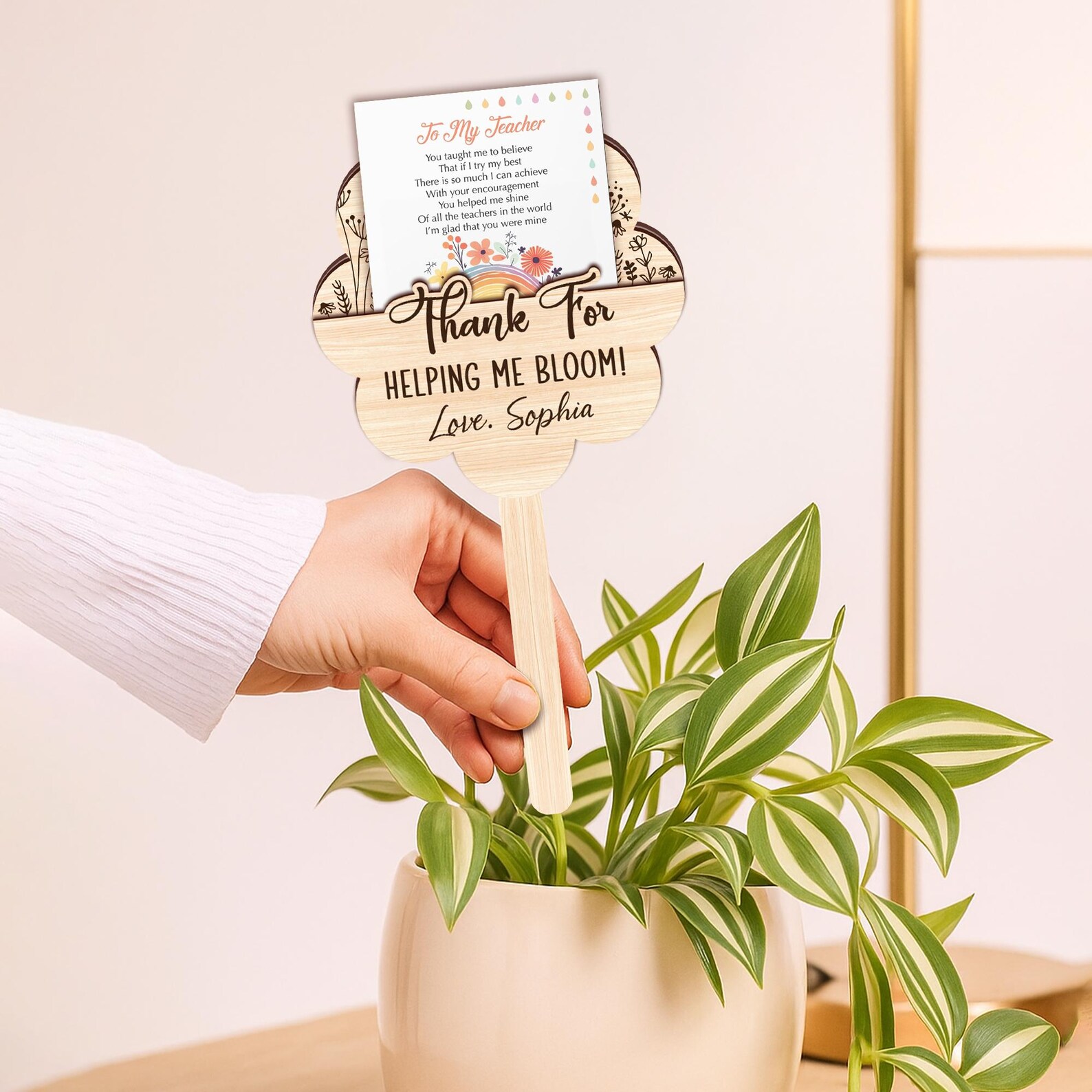 Teacher Gift Card Holder, Teacher Plant Sign, Teacher Appreciation Week ...