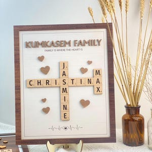 Personalized Scrabble Puzzle Sign, Grandkids Crossword Scrabble Wooden ...