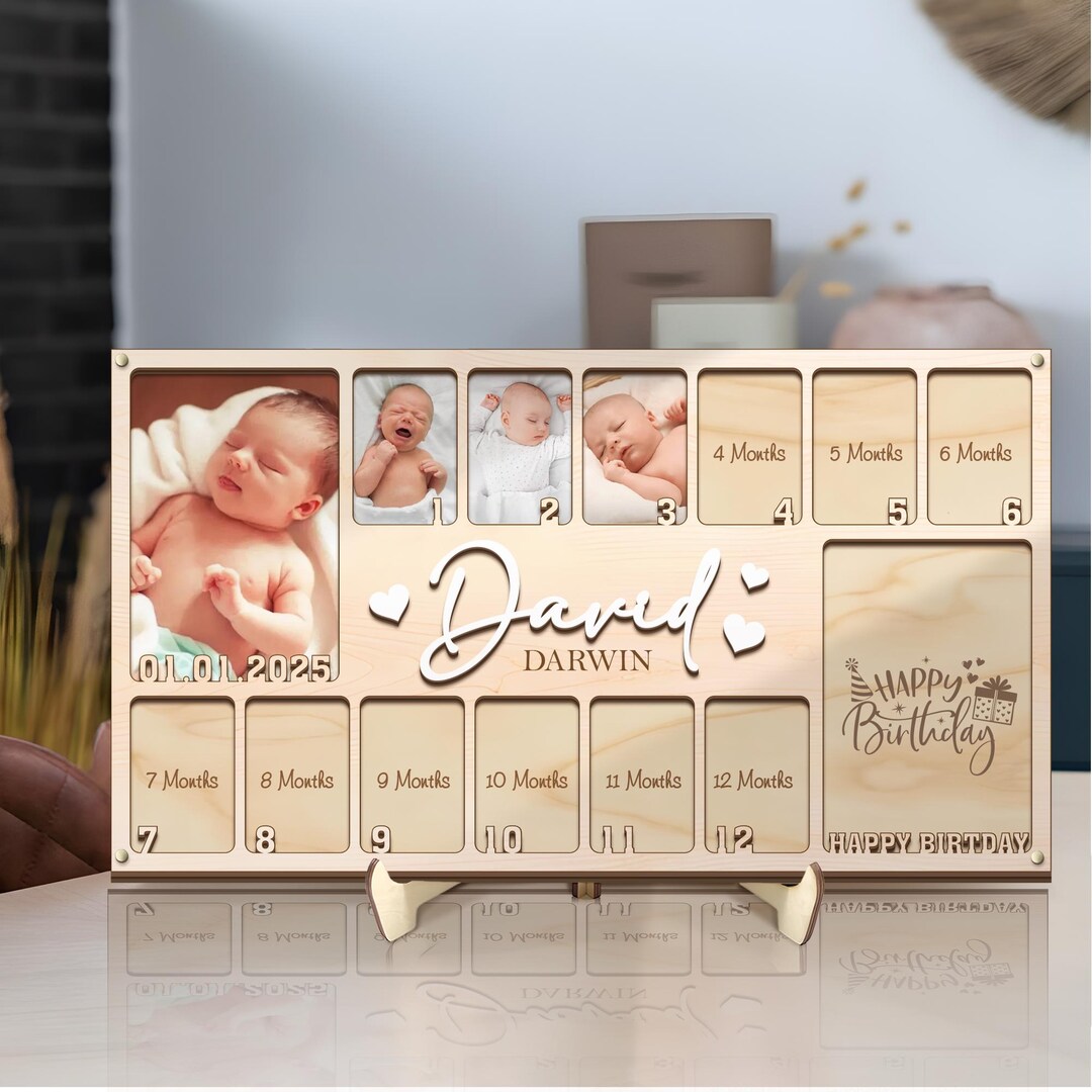 Baby First Year Picture Frame, Personalized Baby Photo Frame, Photo ...