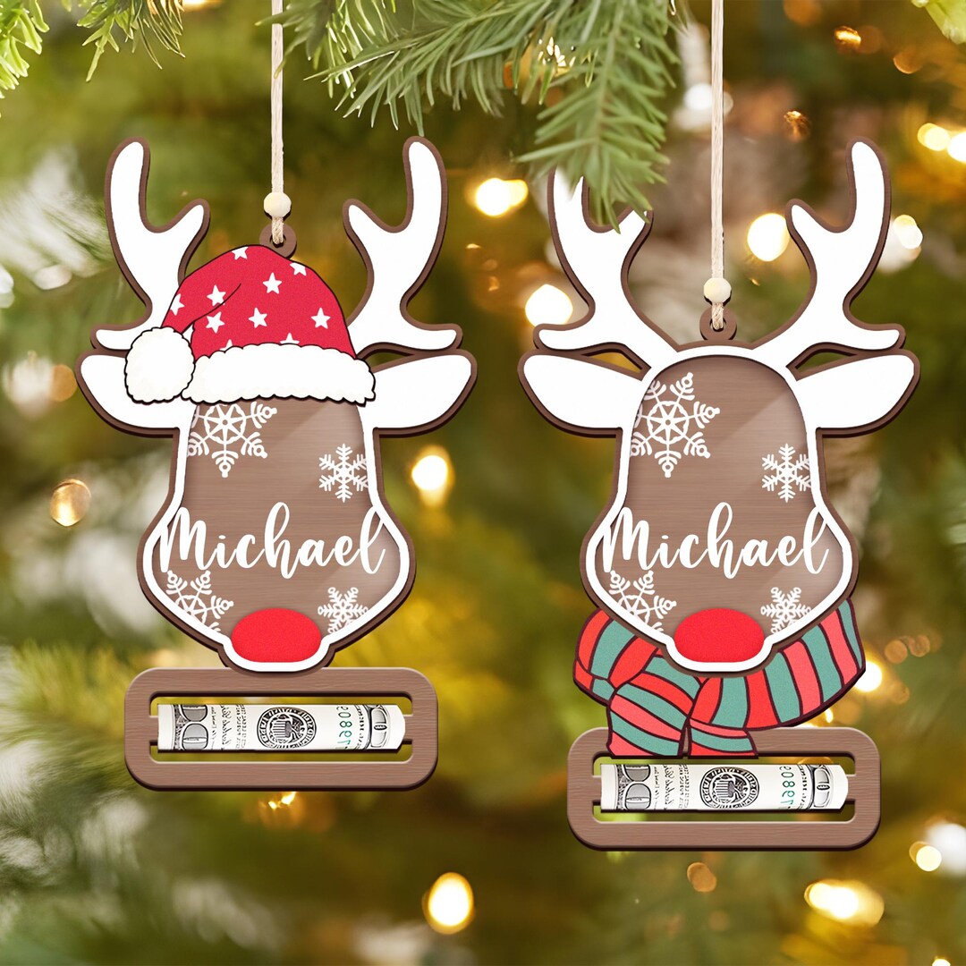 Personalized Cute Reindeer Money Holder Christmas Ornament, Here’s A ...