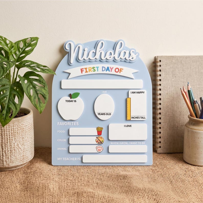 Personalized First Day of School Sign, Custom Reusable Back to School ...