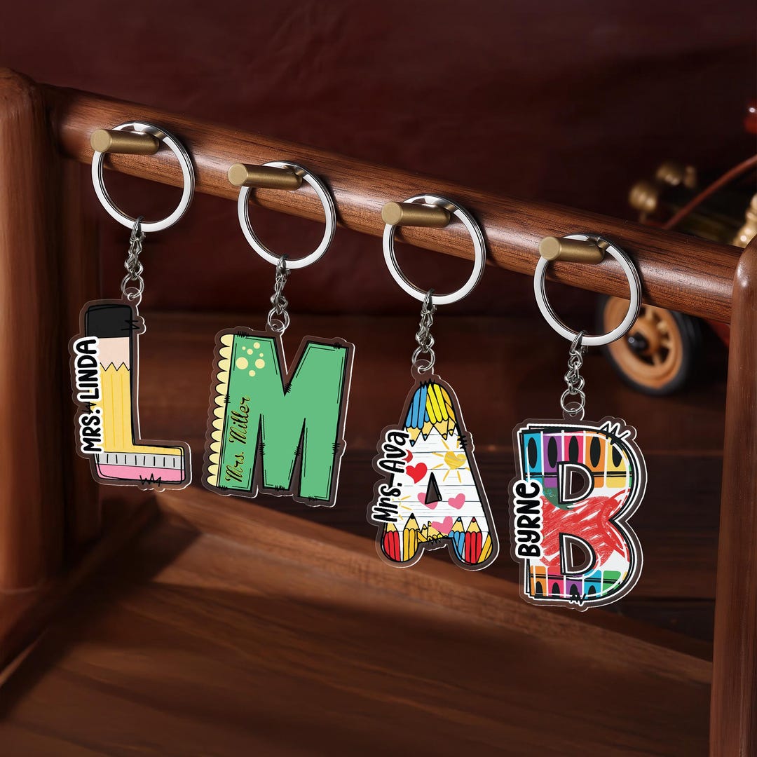 Personalized Teacher Appreciation Gift Acrylic Keychain, Monogrammed ...