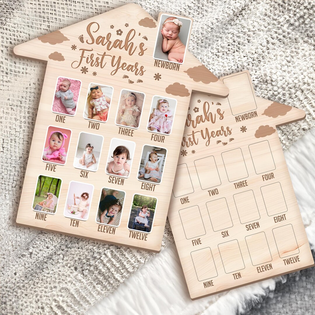 My First Year One Year of Photo Board Wooden Milestone Board 1st ...