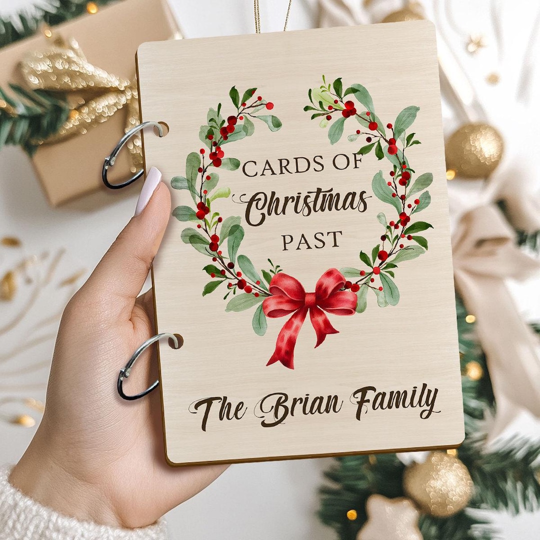 Personalized Christmas Card Book Holder, Card Keepsake, Card Storage ...