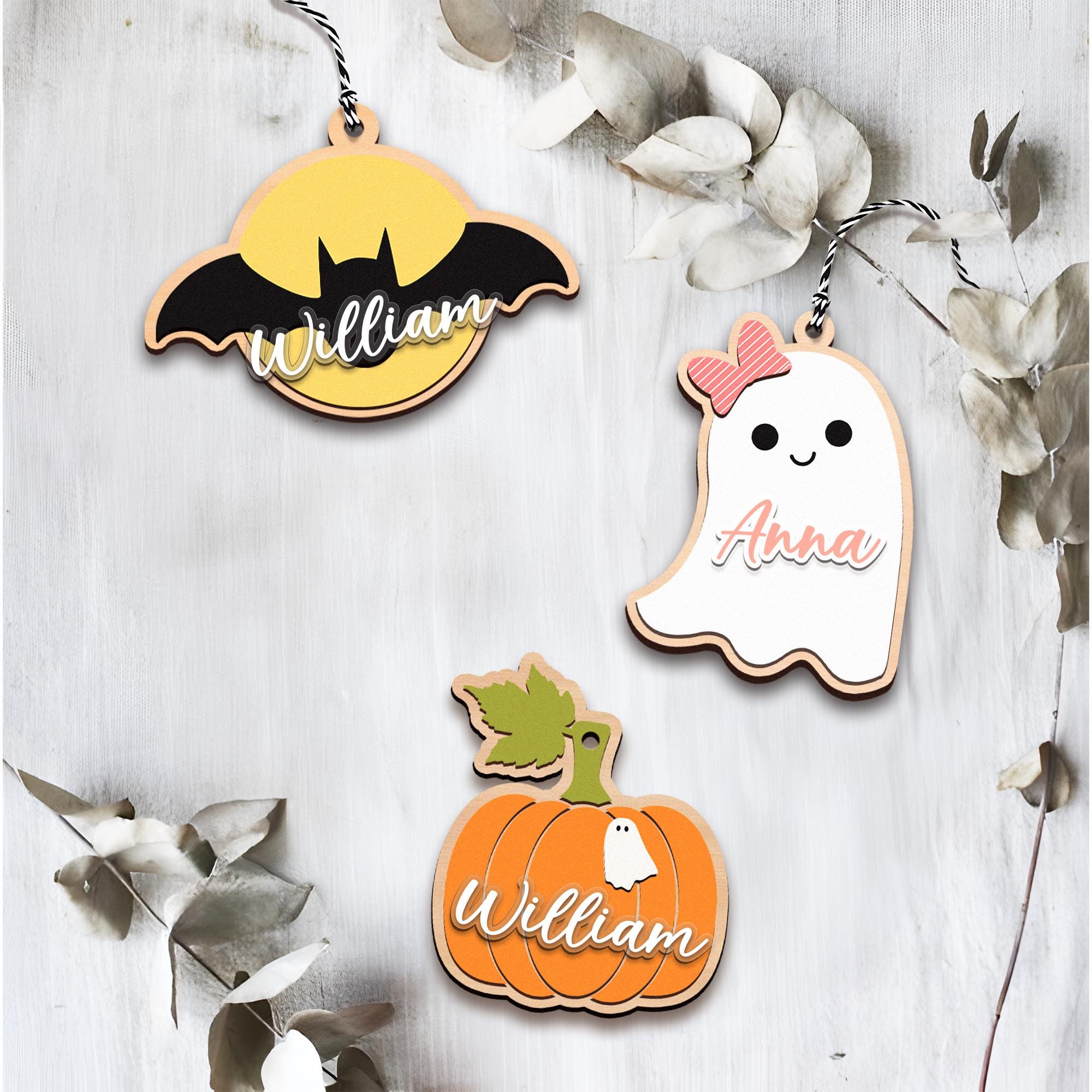 Custom Halloween Name Tag, Personalized Wooden Basket Tag, Halloween ...