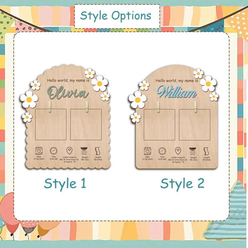 Personalized Wooden Baby Birth Announcement Sign, Custom Baby Name ...