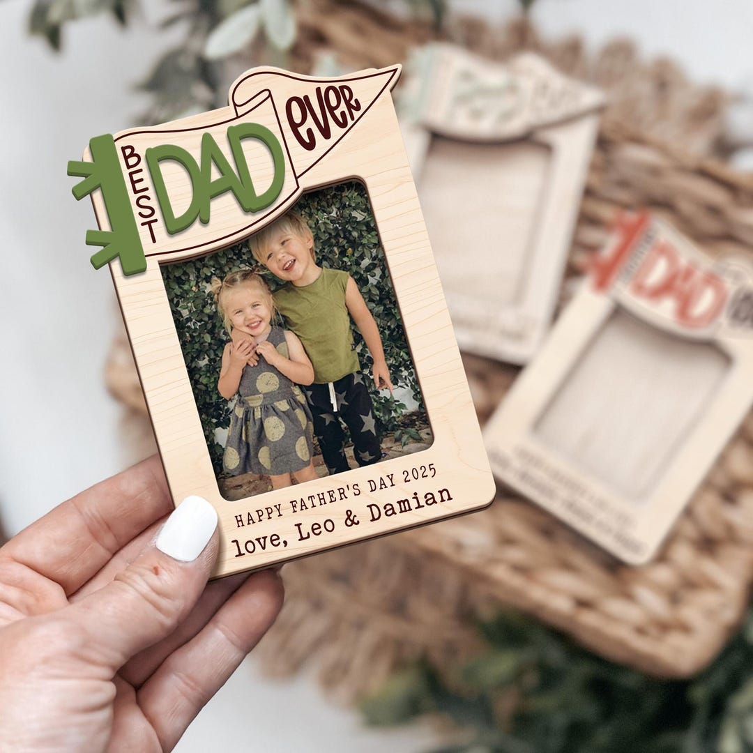 Personalized Father's Day Car Visor Clip, Best Dad Ever Picture Frame ...