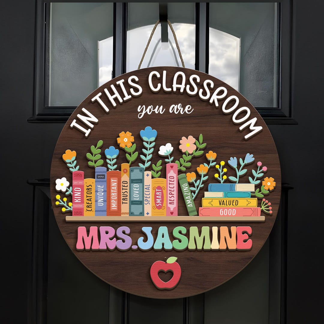 Custom Classroom Door Sign, Classroom Decor, Teacher Wooden Door Sign ...