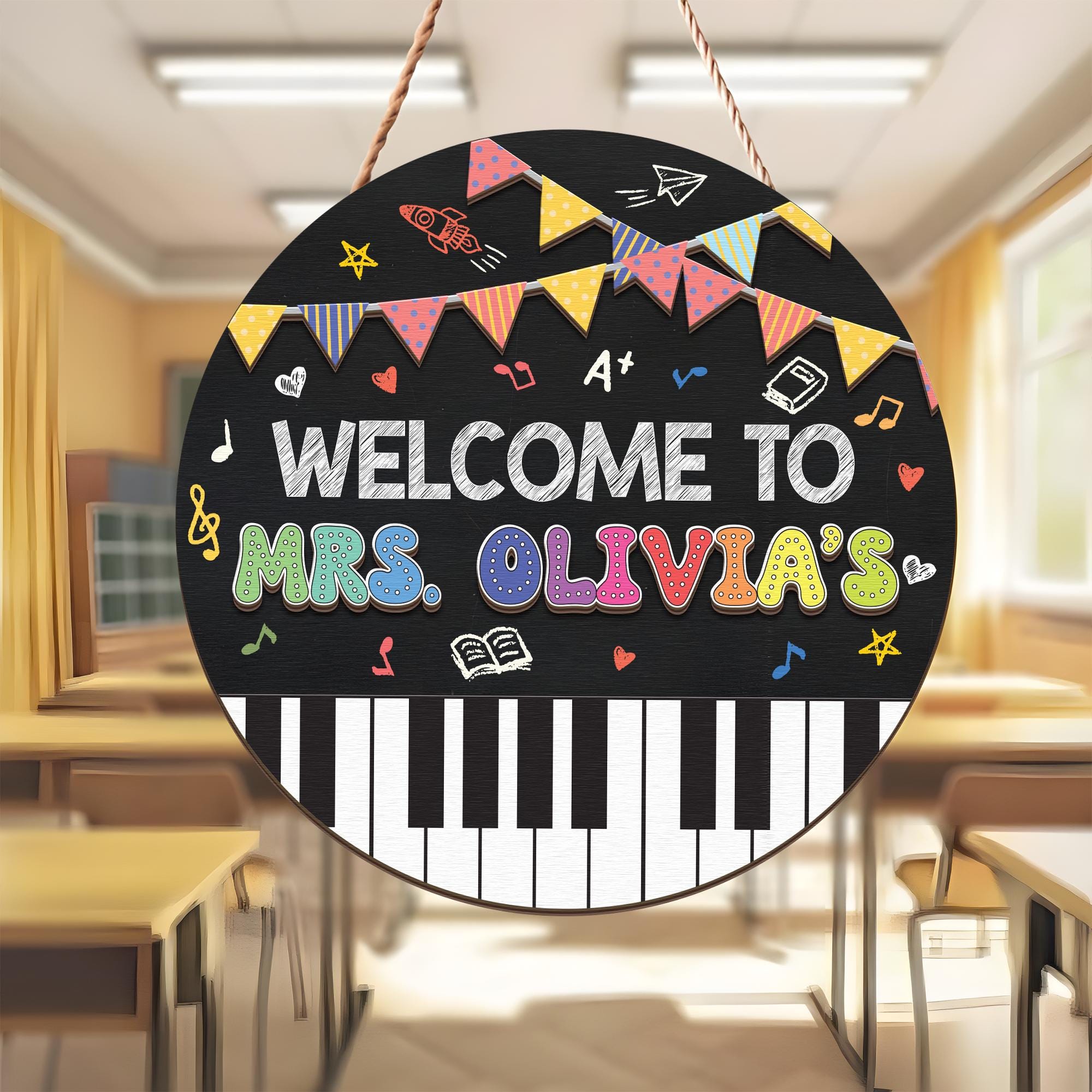 Personalized Teacher 3D Door Sign, Welcome Music Class Sign, Welcome ...
