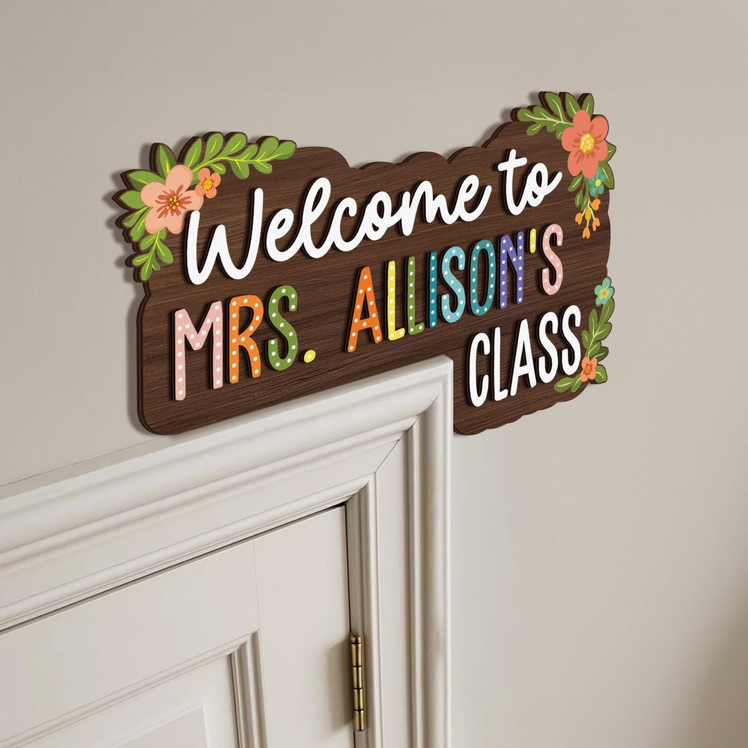 Personalized Teacher Doorframe Corner Sign, Classroom School Decor ...