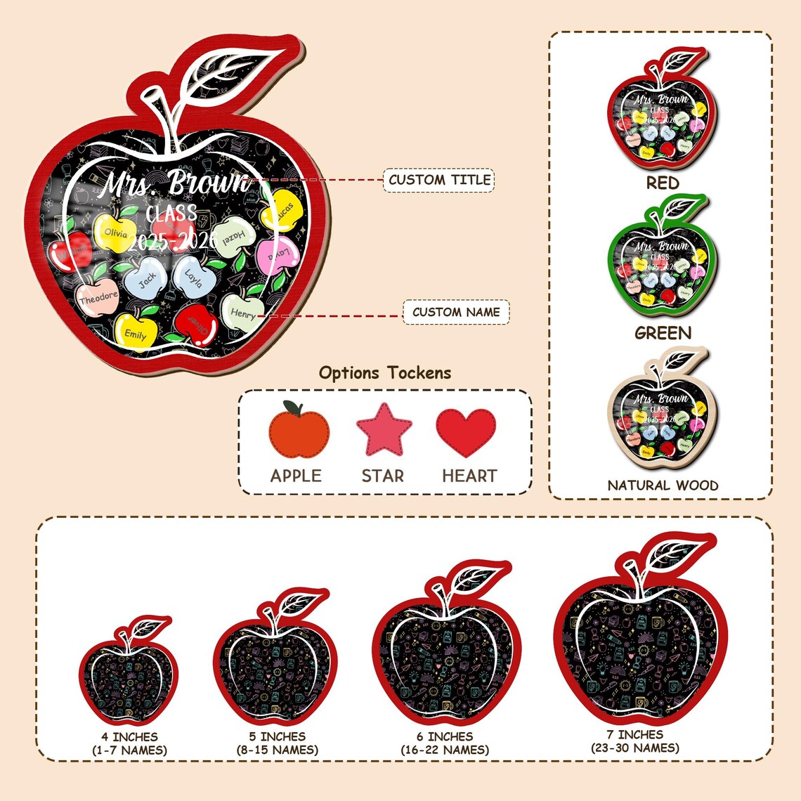 Personalized Teacher Apple Magnet, Teacher Appreciation Gifts, End of ...