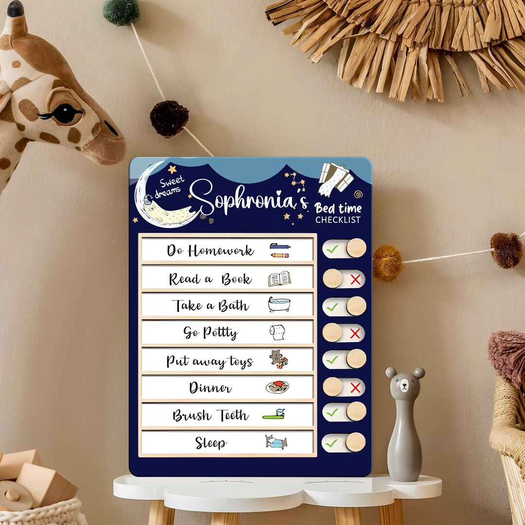 Personalized Wooden Morning Routine Chart for Kids Routine Chart ...
