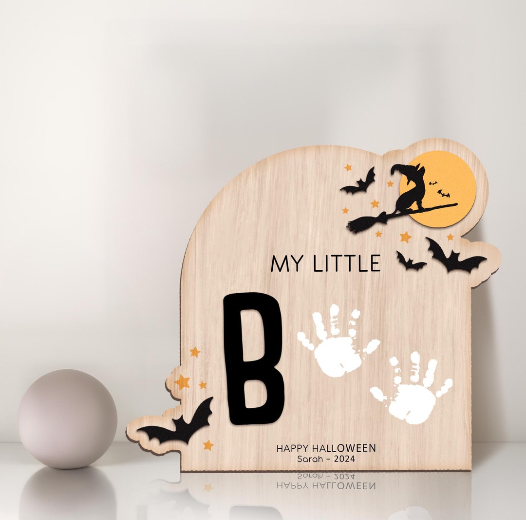 DIY Halloween Handprint Art, My Little Boo Sign, Halloween Kid Craft ...