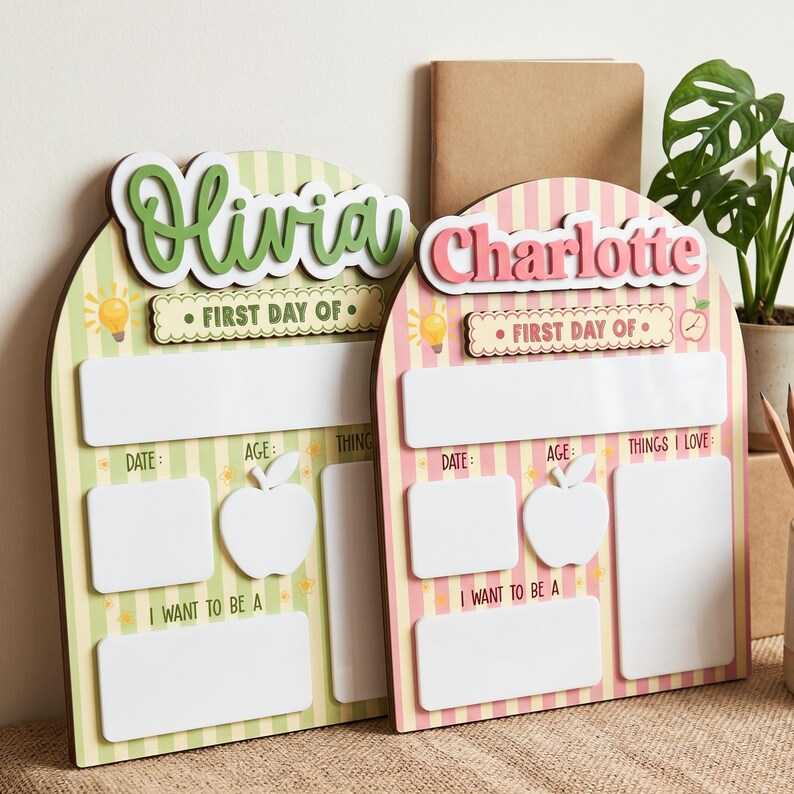 Personalized First Day of School Sign, Pastel Back to School Board ...