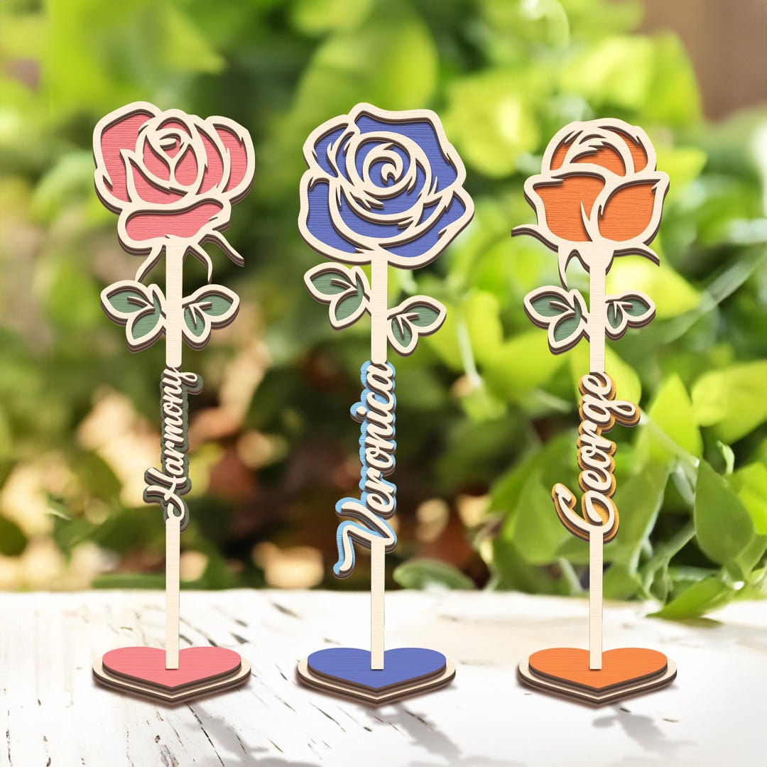 Wooden Birth Flower Garden, Flower Decor, Wooden Birth Flowers, Mothers ...