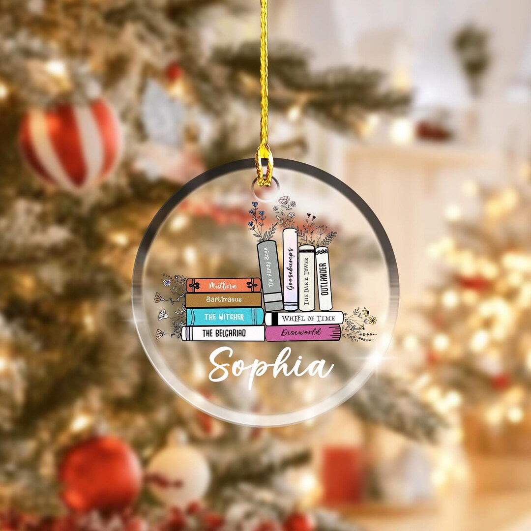 Custom Bookshelf Ornament, Custom Books Ornament, Custom Book Club Gift ...