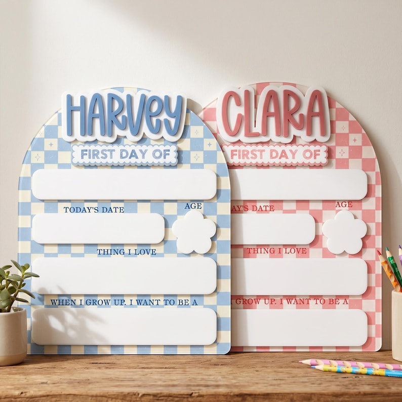 Personalized First Day of School Sign, Back to School Board, Custom 3D ...