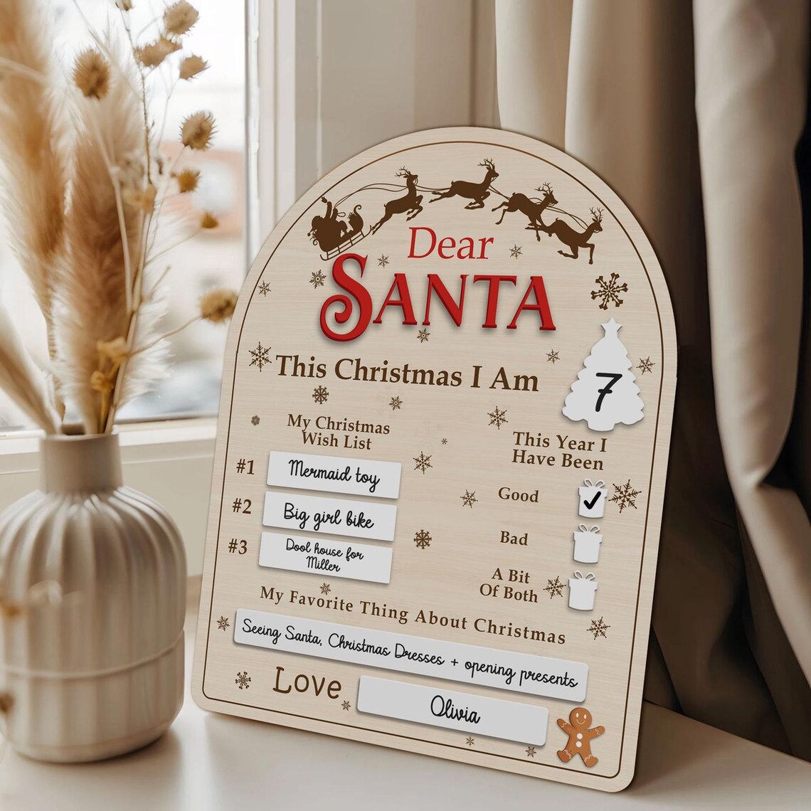 Dear Santa Board, Letter to Santa Board, Kids Christmas List Sign, Kids ...