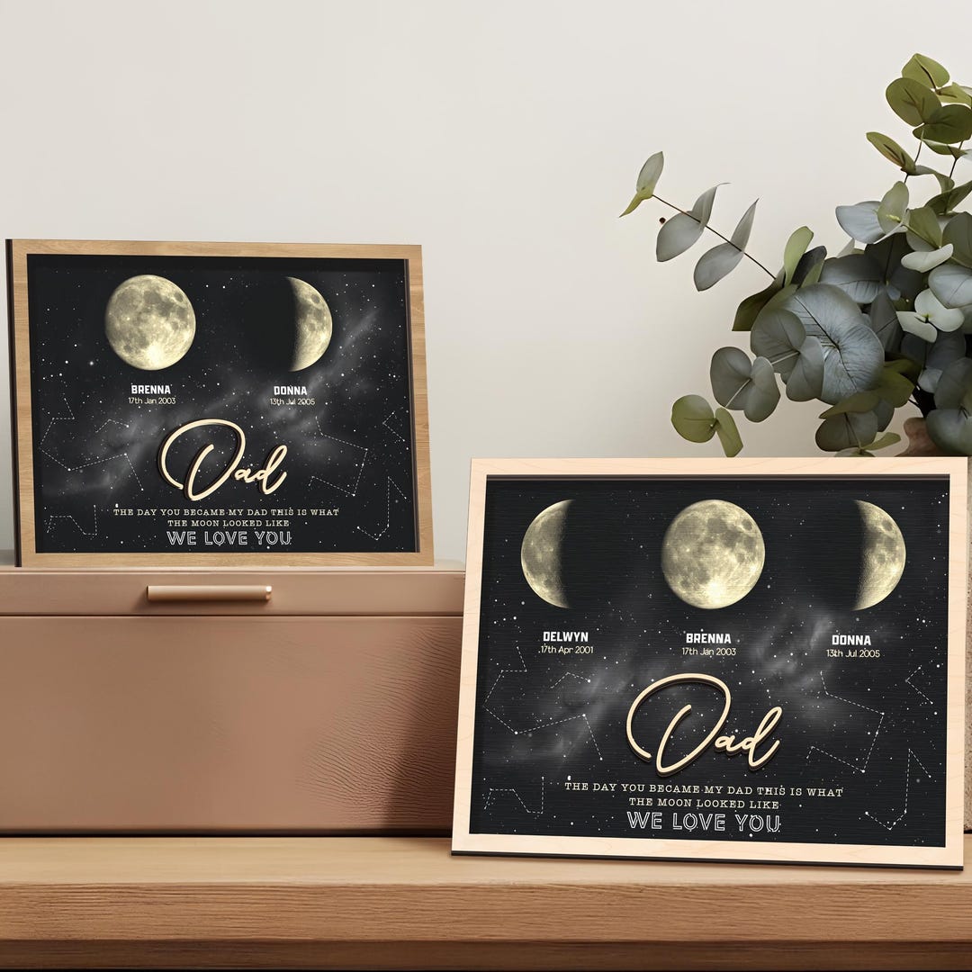 Personalized Moons Phase Frame With Kids Names, Custom Moons Phase ...