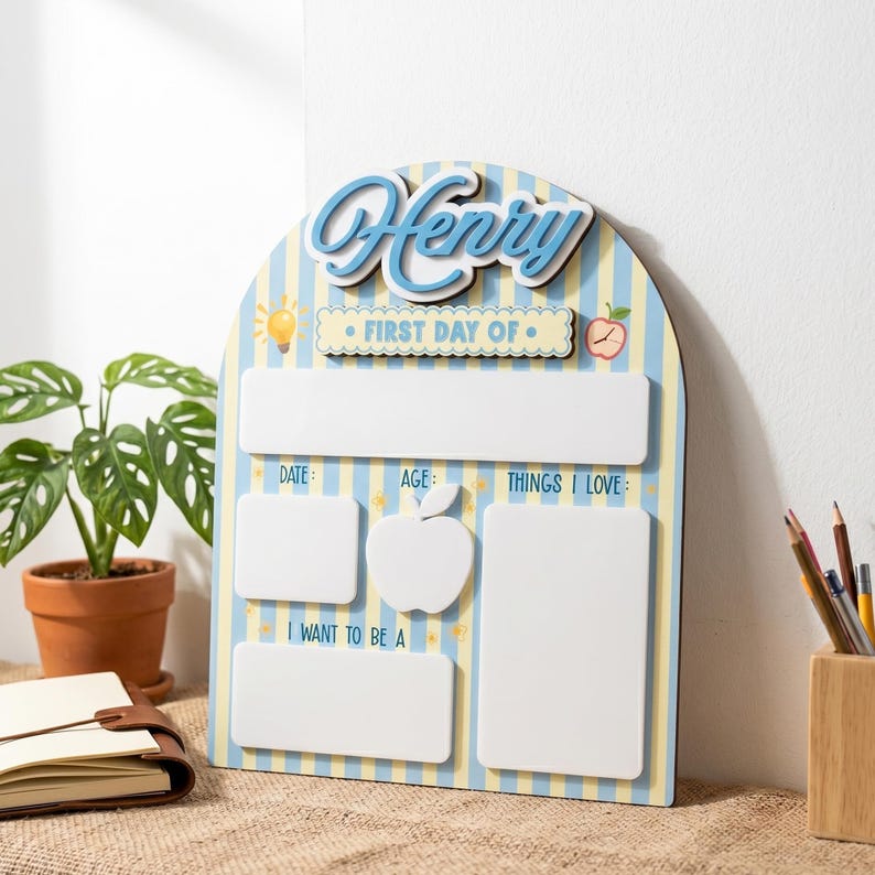 Personalized First Day of School Sign, Pastel Back to School Board ...