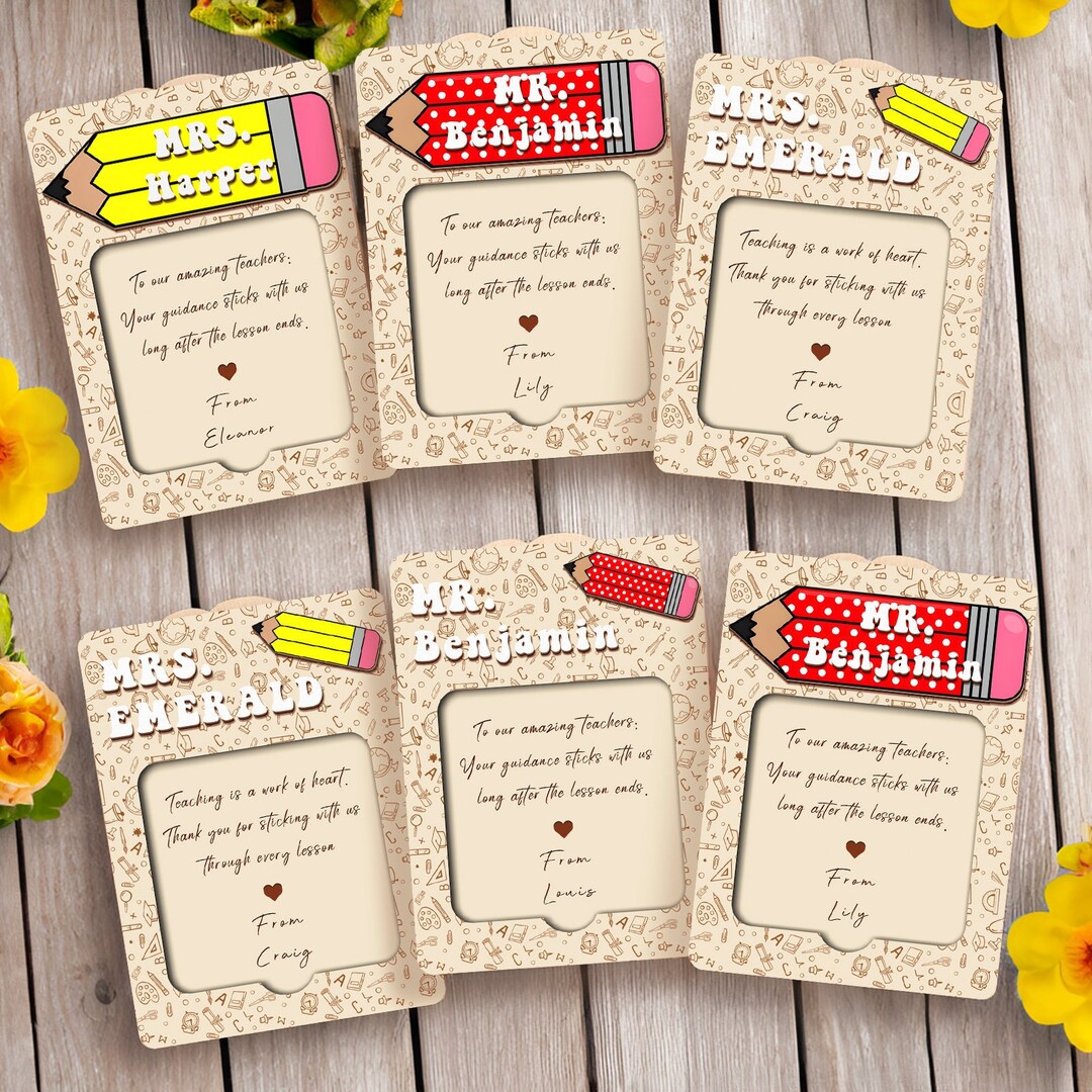 Personalized Teacher Sticky Note Pad Holder, Custom Pencil Crayon Post ...