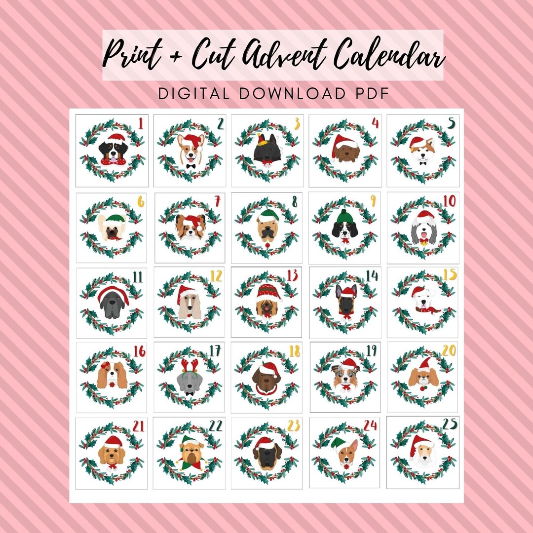 Holiday Dog Advent Calendar | Digital Advent Calendar | Christmas ...