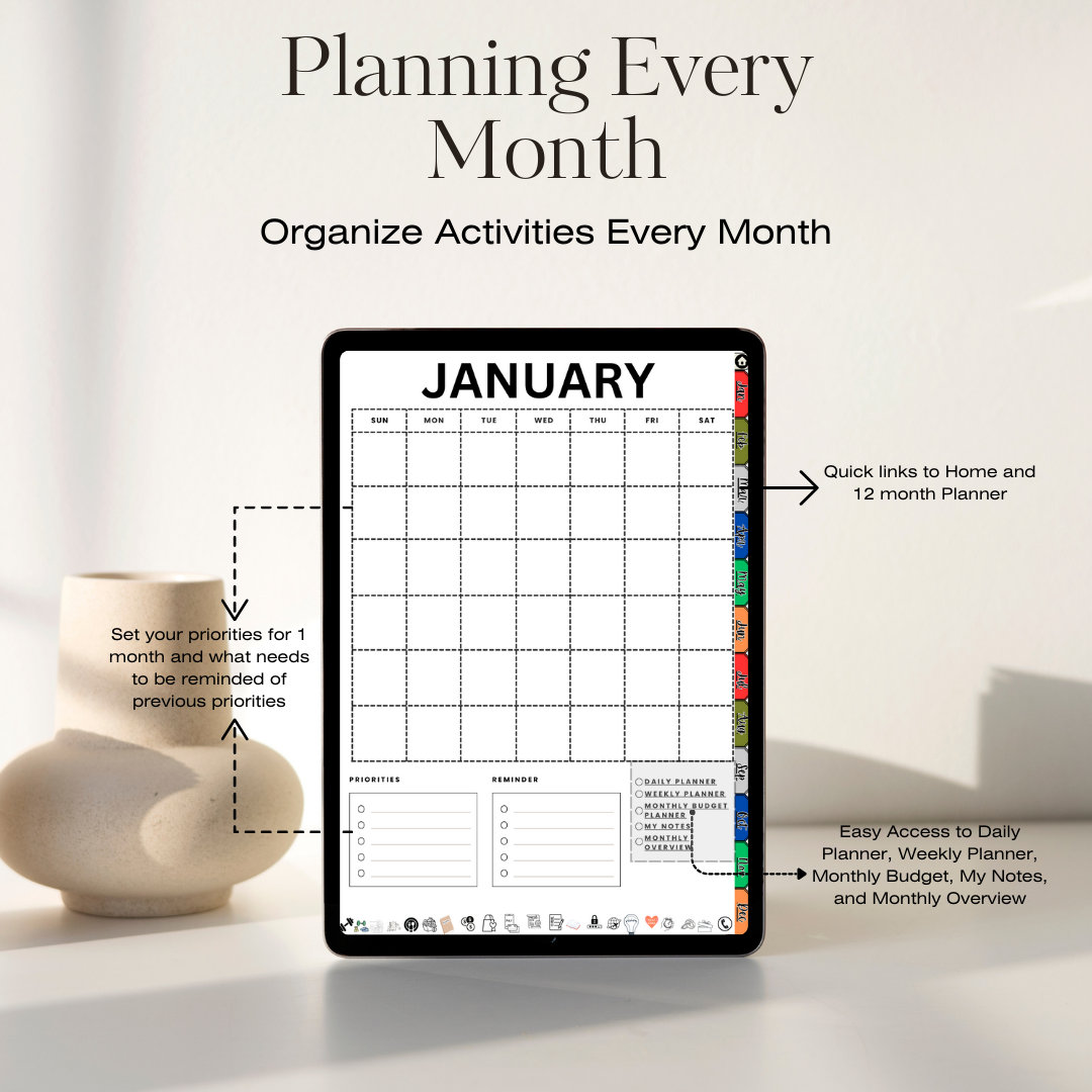 Simple Design All in One Digital Planner 2024 2025 PORTRAIT, iPad ...