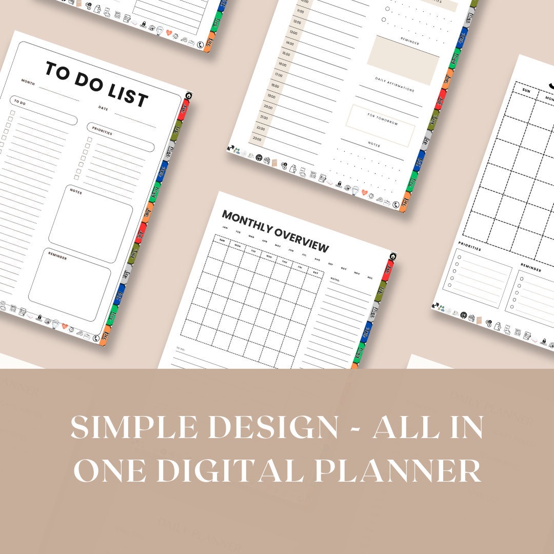 Simple Design All in One Digital Planner 2024 2025 PORTRAIT, iPad ...