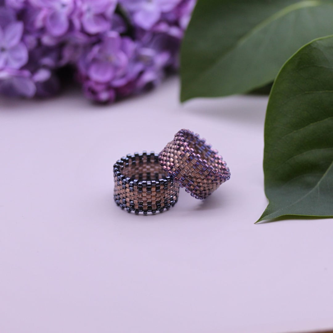 Handwoven Artisan Bead Rings, Beaded Jewelry, Minimalist Ring, Seed ...