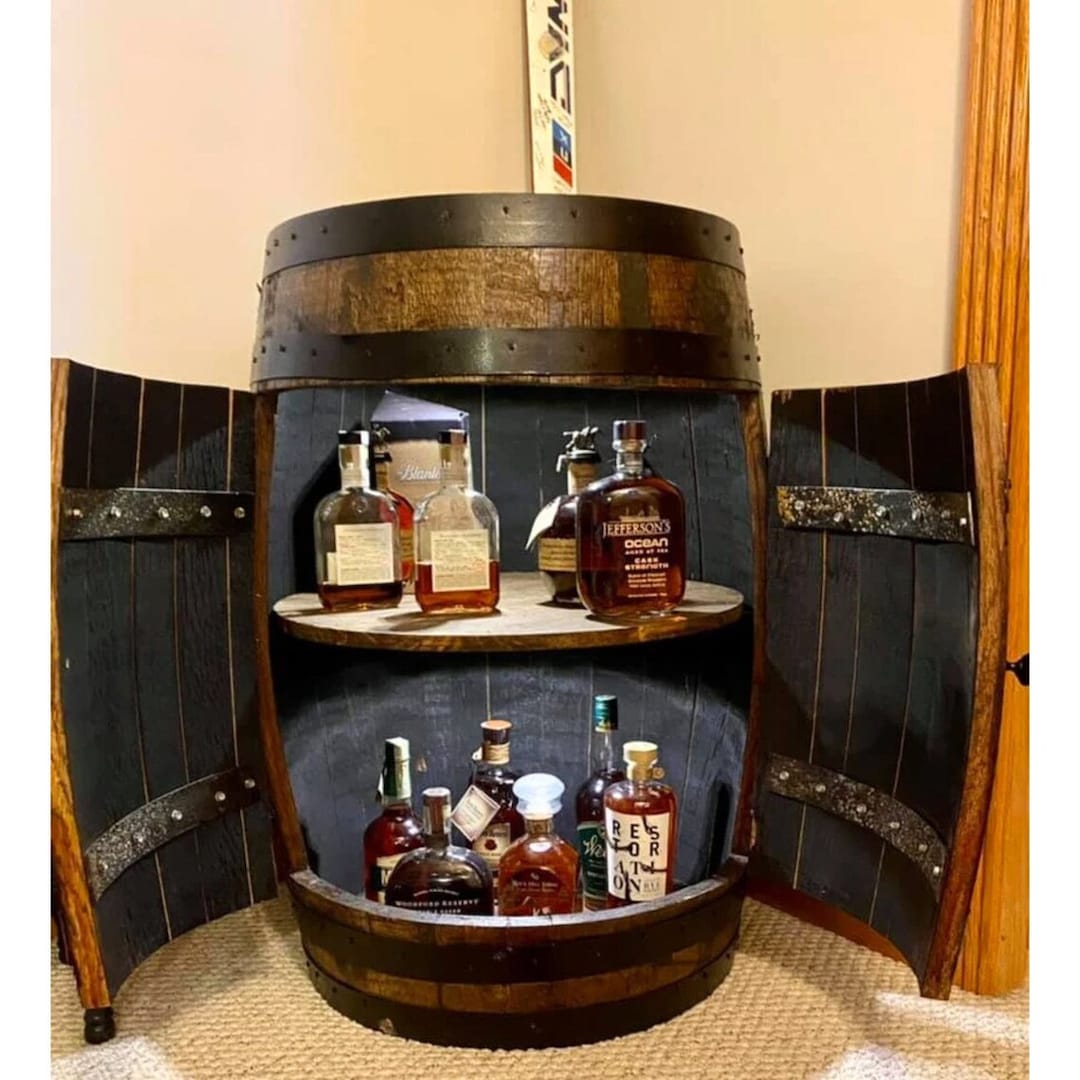 Double-door Bourbon Barrel Cabinet With Whiskey Bar Barrel - Etsy