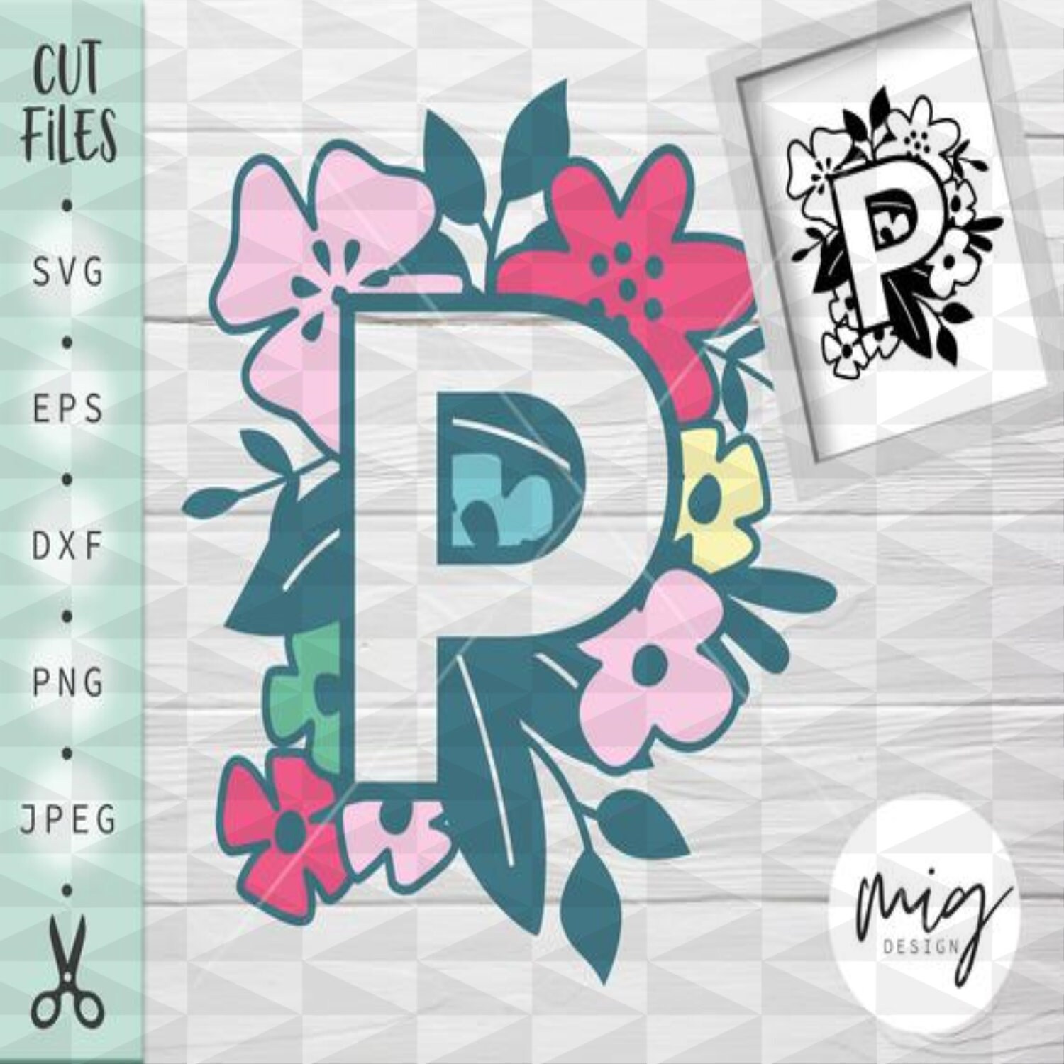 Floral letter P svg Floral alphabet P svg Flower Letter P | Etsy