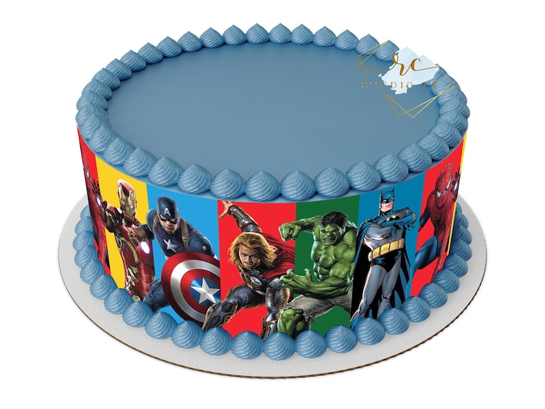 Superhero Edible Image Cake Wrap Strip, Cake Wrap, Superhero Image - Etsy
