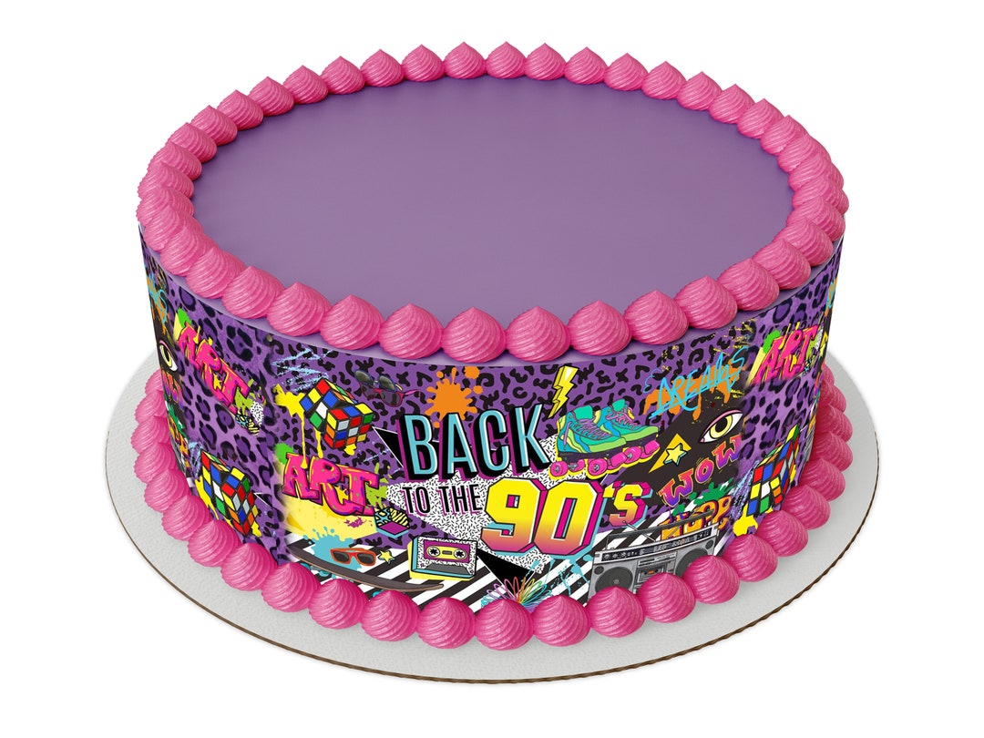 90's Theme Edible Image Cake Wrap Strip, Cake Wrap, 90's Cake Image - Etsy