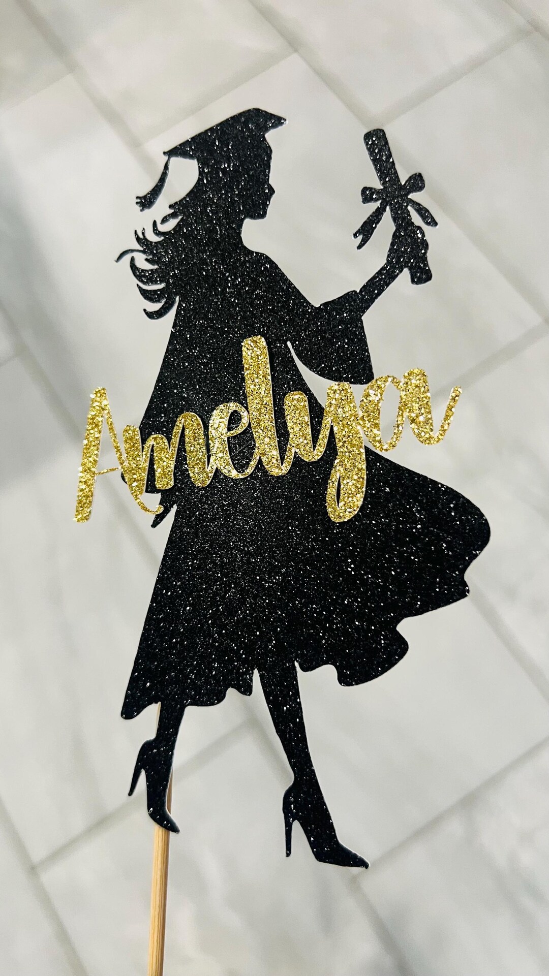 Graduation Girl Cake Topper, Custom Graduation Topper, Custom Name ...