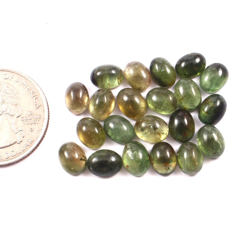 Loose Natural Green Tourmaline Bio Color Oval Smooth Polish Cabochon ...