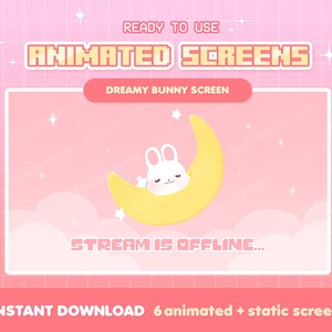 Animated Dreamy Bunny Offline Screen/banner | Cute Stream Screen ...