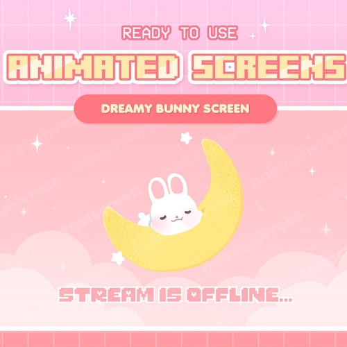 Animated Dreamy Bunny Offline Screen/banner Cute Stream - Etsy