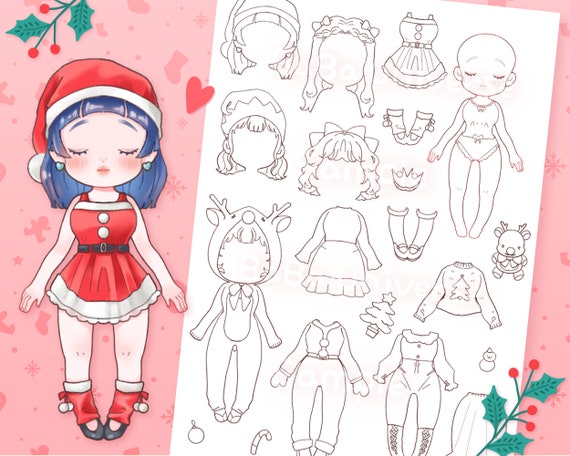 Christmas Party Look Digital Paper Doll Instant Download - Etsy