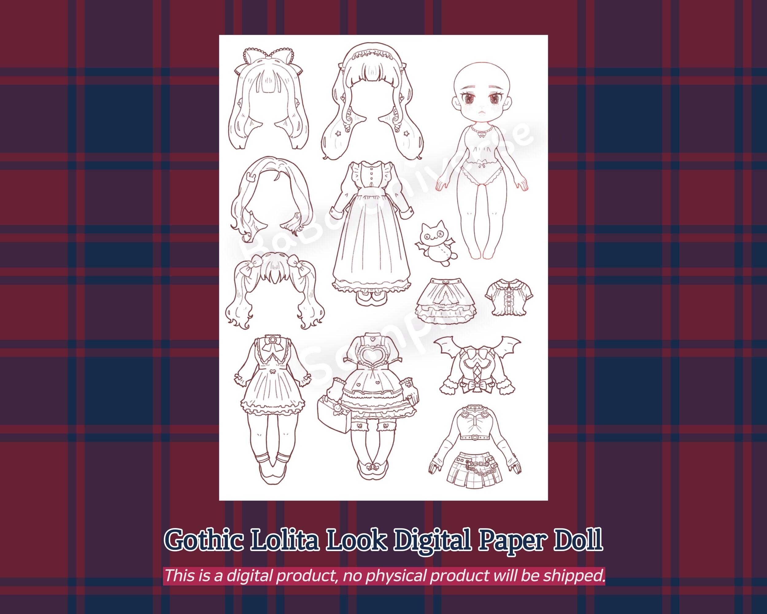 Gothic Lolita Look Digital Paper Doll, Instant Download, Printable ...