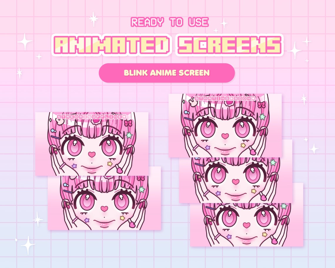 Animated Blink Anime Girl Screen/banner | Cute Stream Screen | Starting ...