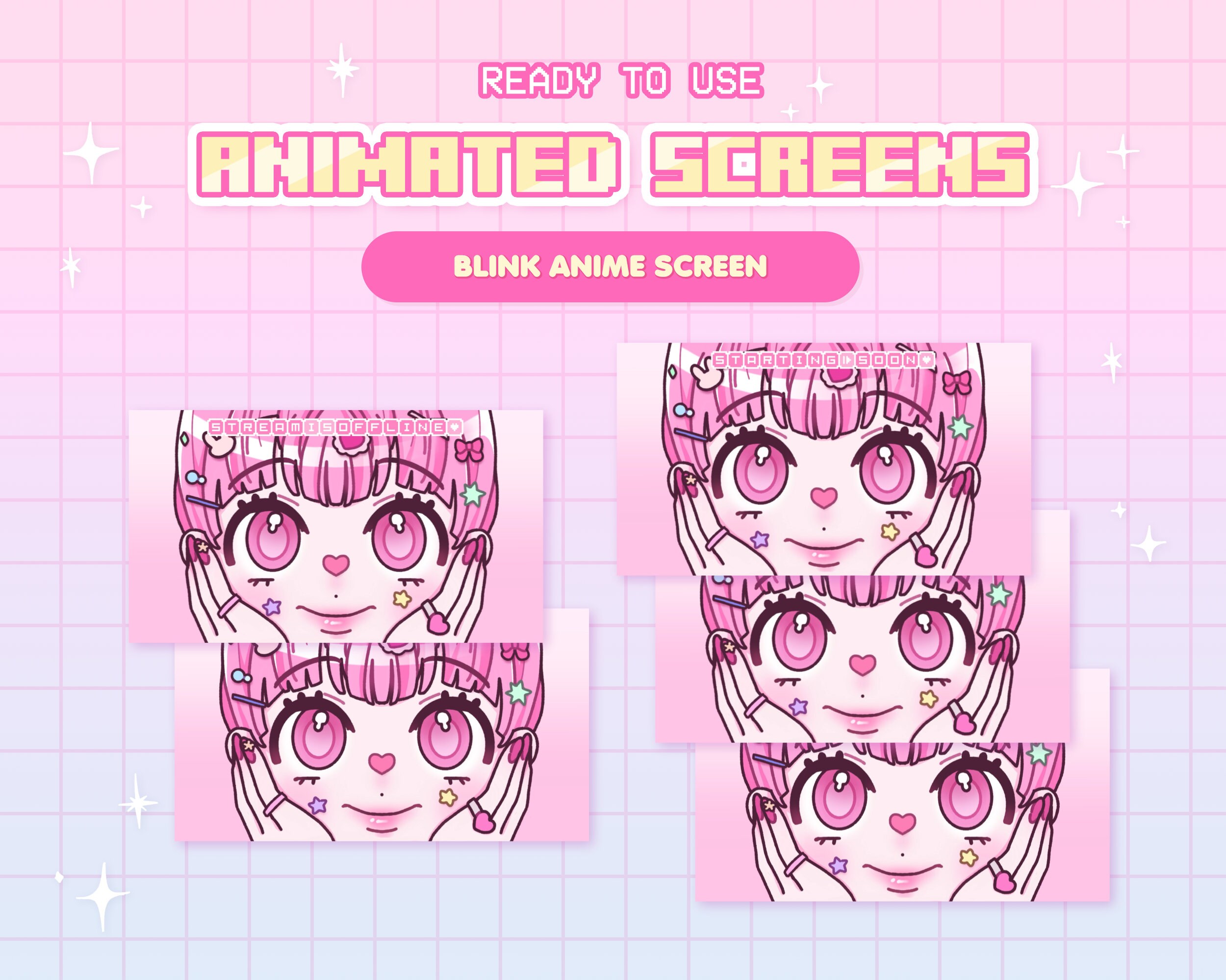 Animated Blink Anime Girl Screen/banner | Cute Stream Screen | Starting ...