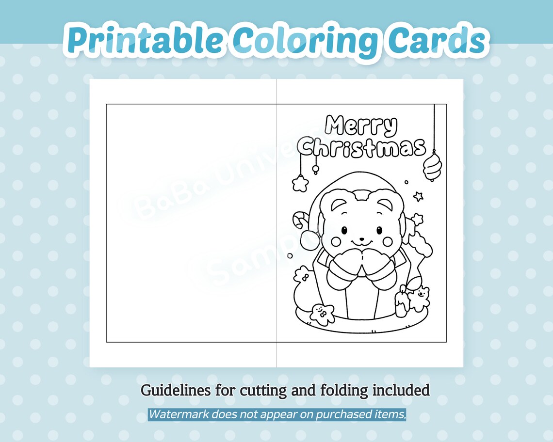Printable Christmas Coloring Card for Kids, Instant Download, 5x7 Card ...