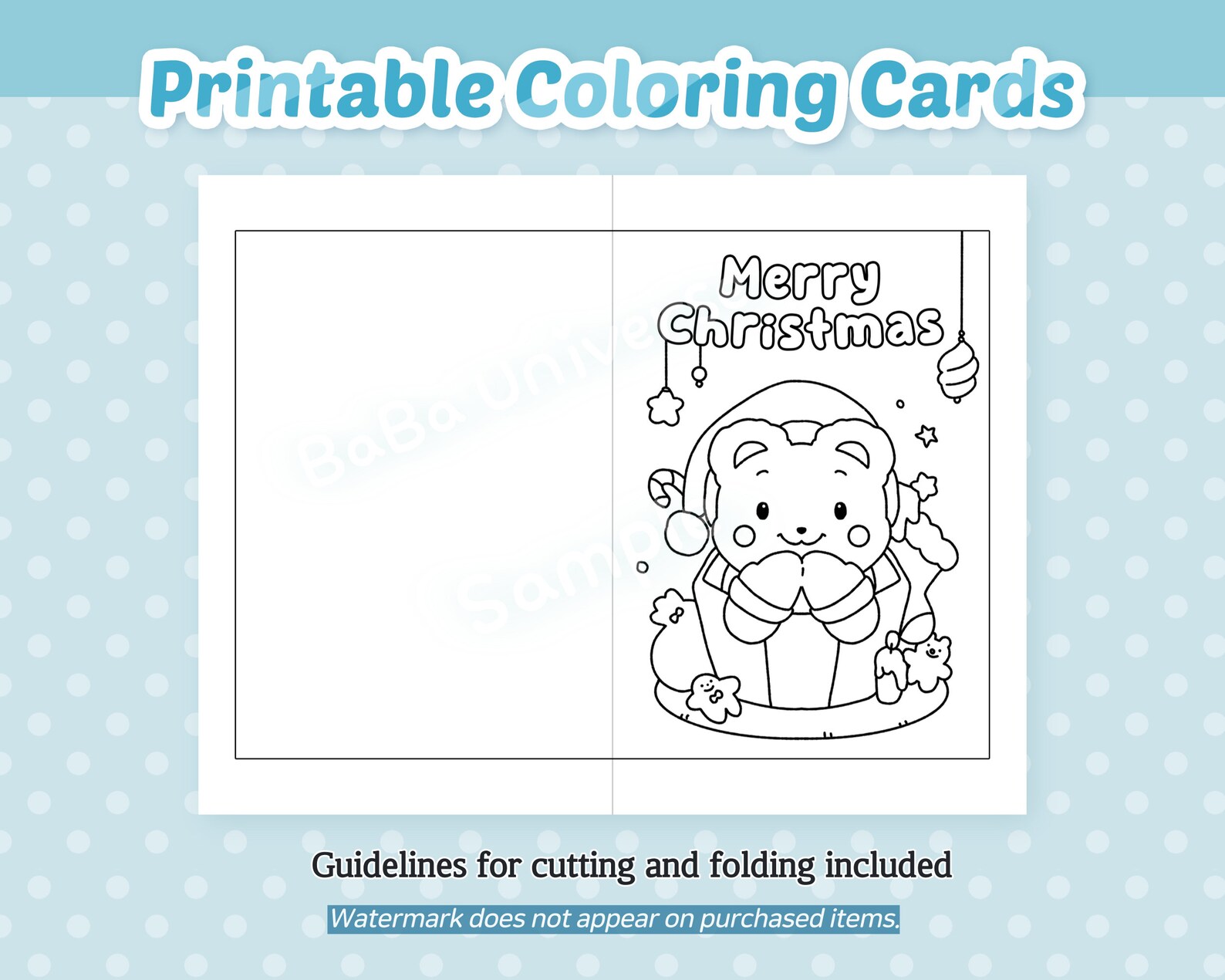 Printable Christmas Coloring Card for Kids, Instant Download, 5x7 Card ...