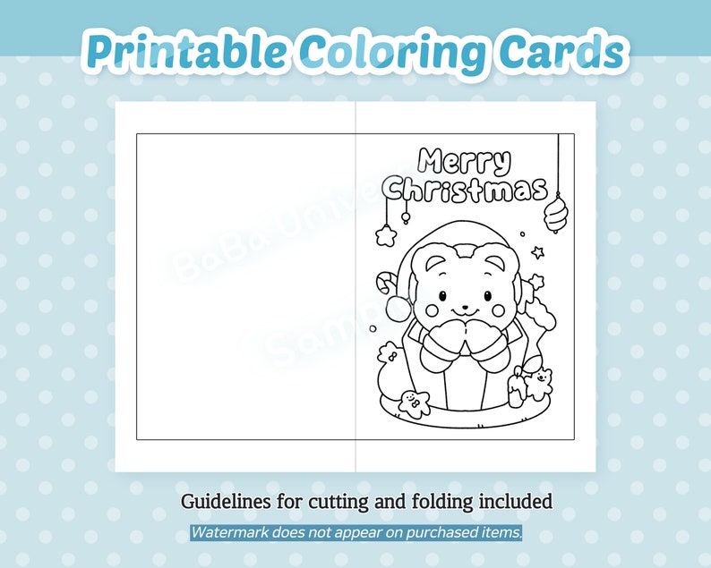 Printable Christmas Coloring Card for Kids, Instant Download, 5x7 Card ...