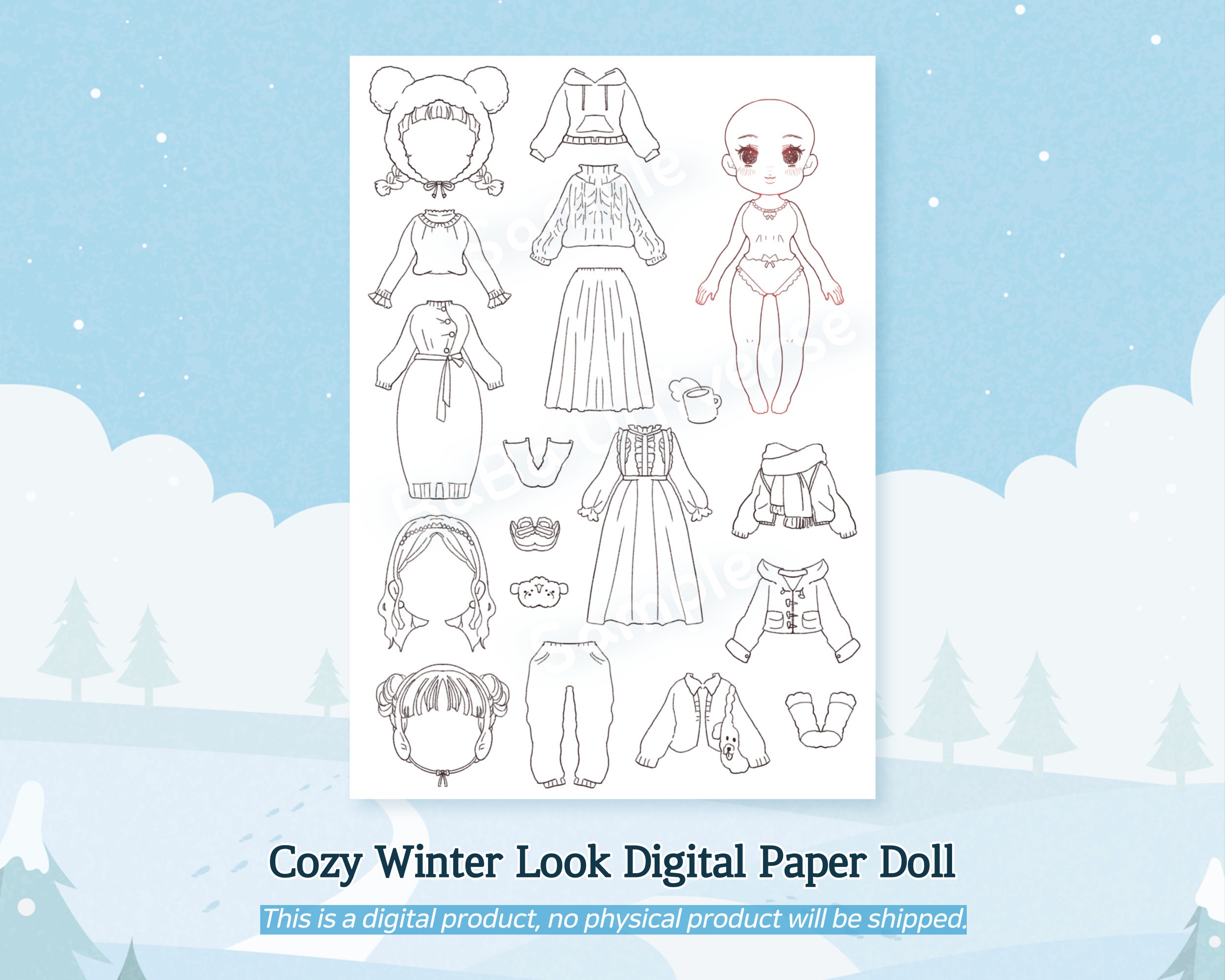 Cozy Winter Look Digital Paper Doll Instant Download - Etsy
