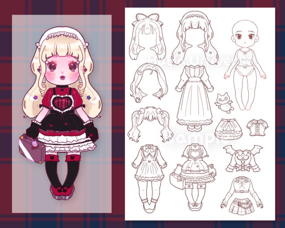 Gothic Lolita Look Digital Paper Doll Instant Download | Etsy
