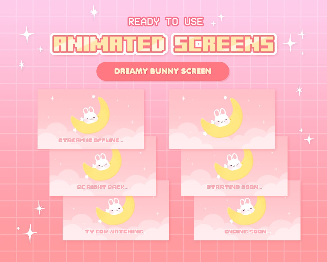Animated Dreamy Bunny Offline Screen/banner | Cute Stream Screen ...