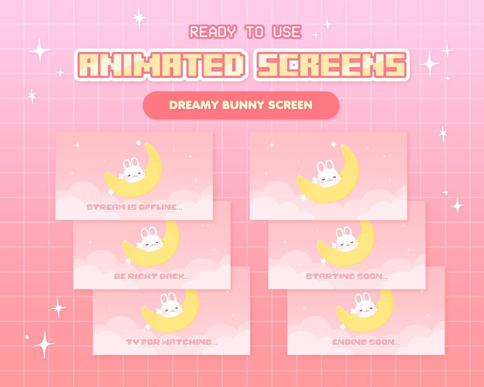 Animated Dreamy Bunny Offline Screen/banner | Cute Stream Screen ...